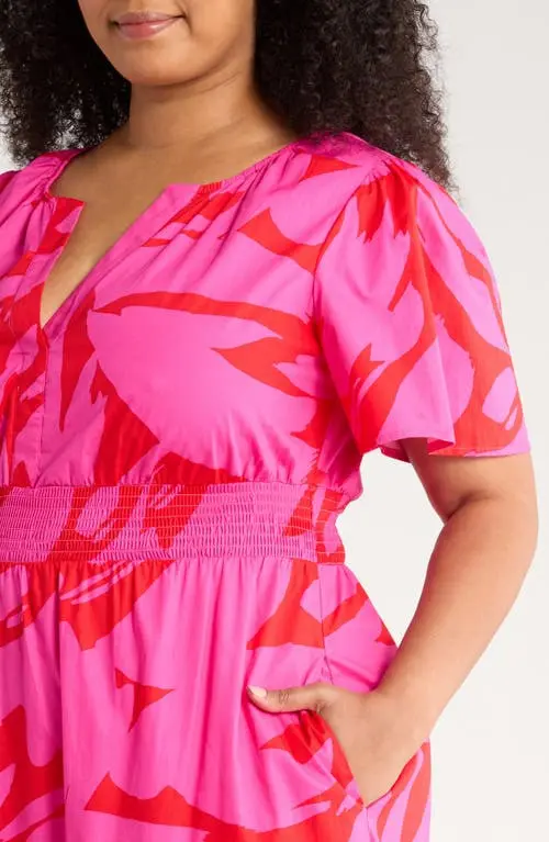 SUGARLIPS Jolene Printed Maxi Dress - Fuchsia/red Multi