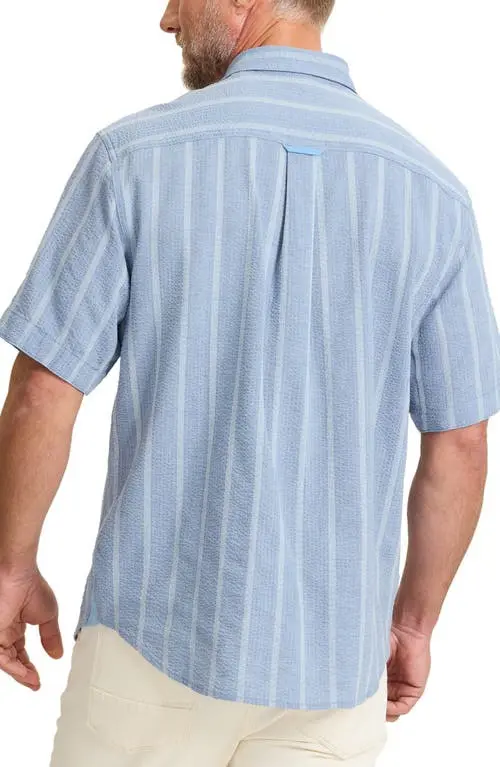 Tommy Bahama Nova Wave Short Sleeve Stretch Seersucker Button-up Shirt - Dockside Blue