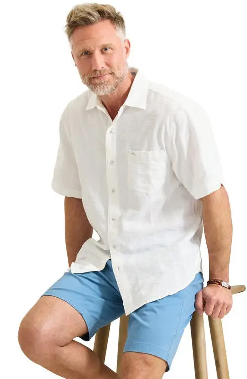 Tommy Bahama Nova Wave Short Sleeve Stretch Seersucker Button-up Shirt - White