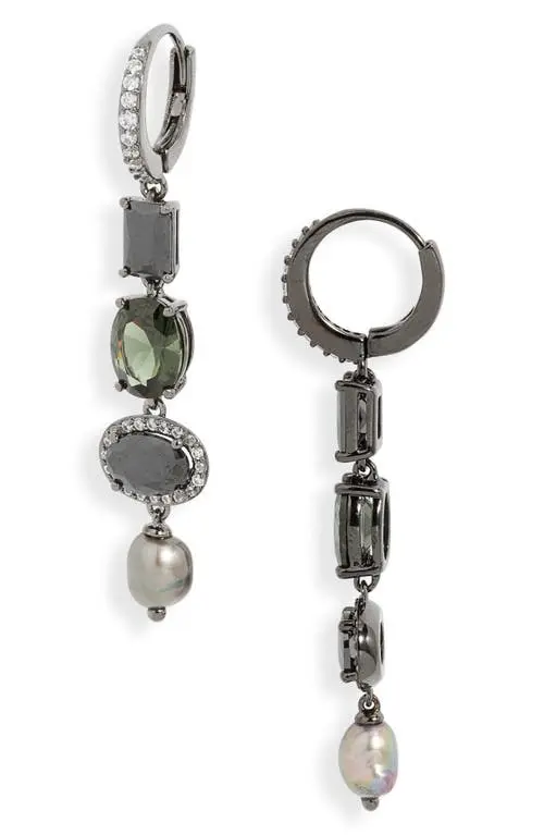 Nadri Maiden Linear Earrings - Black