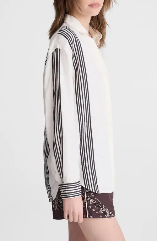 Madewell Vertical Stripe Linen Blend Button-up Shirt
