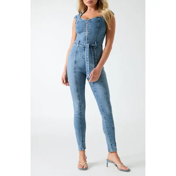 Guess Cassidy Tie Waist Jumpsuit - Denim