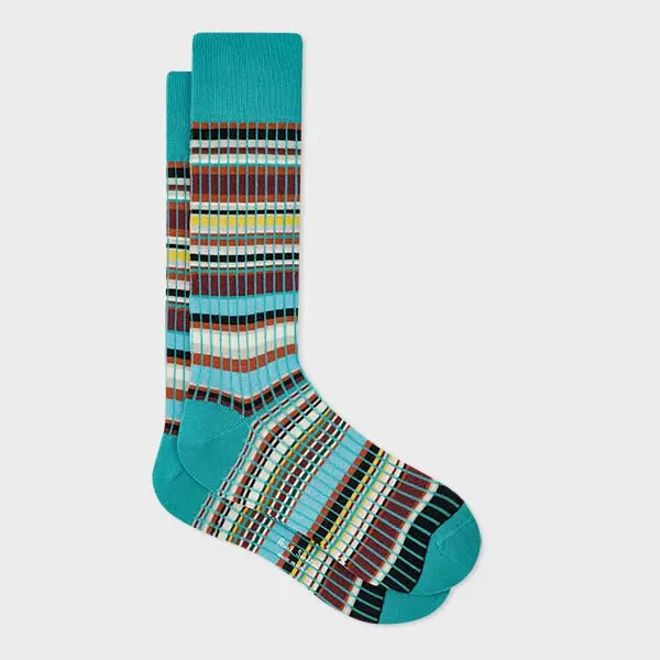 Paul Smith Signature Stripe Ribbed Socks - Blue