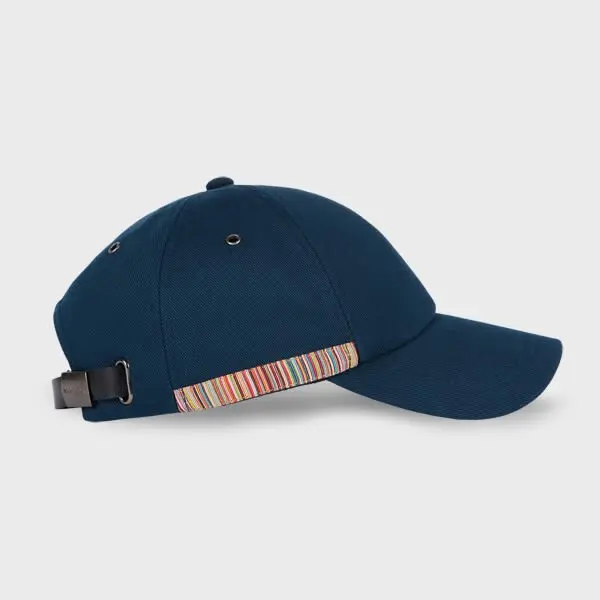 Paul Smith Baseball Cap With 'signature Stripe' Trim - Blue