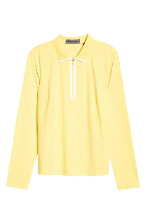 G/fore Silky Tech Nylon Long Sleeve Golf Polo - Canary