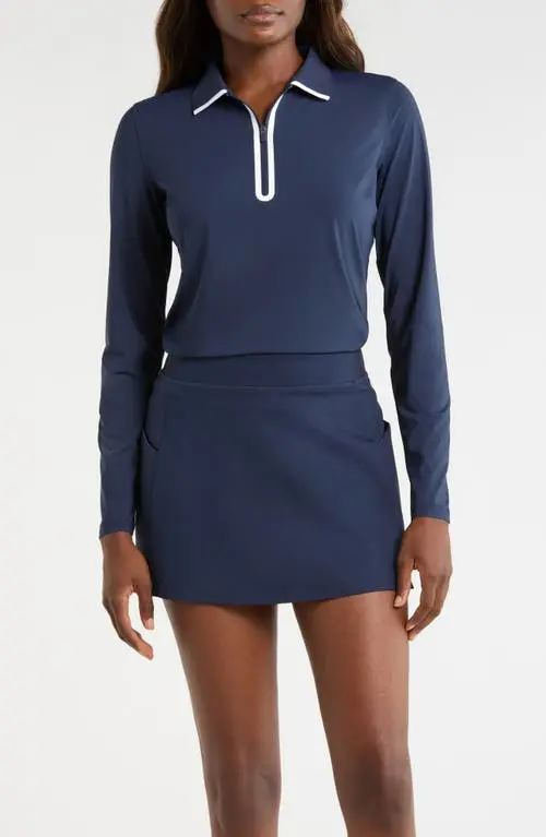 G/fore Silky Tech Nylon Long Sleeve Golf Polo - Twilight