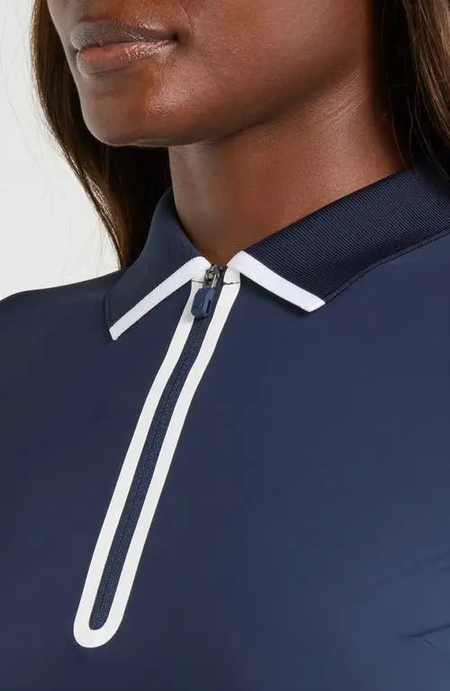 G/fore Silky Tech Nylon Long Sleeve Golf Polo - Twilight