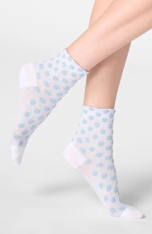 Oroblu Tiny Bloom Ankle Socks - Sky