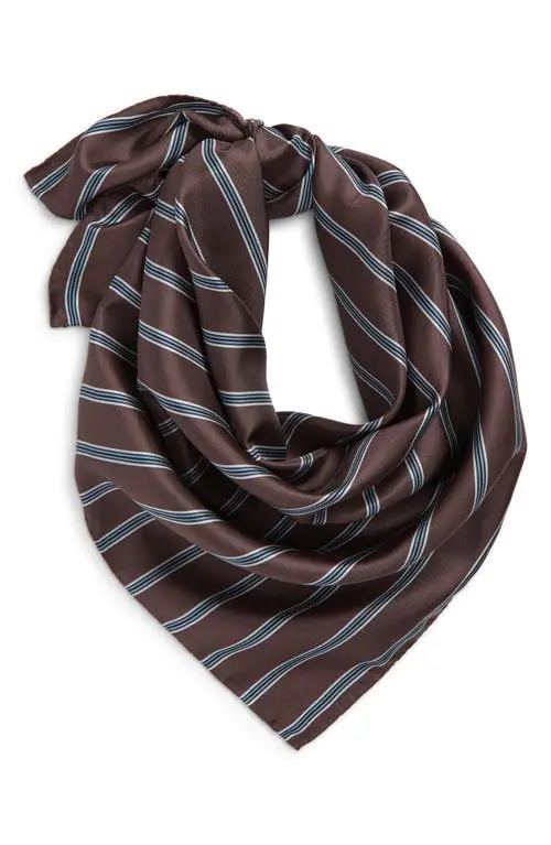Vince Stripe Silk Twill Scarf - Brown
