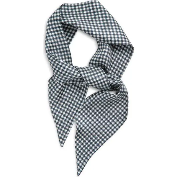 Vince Gingham Ribbon Silk Scarf - Coastal Blue