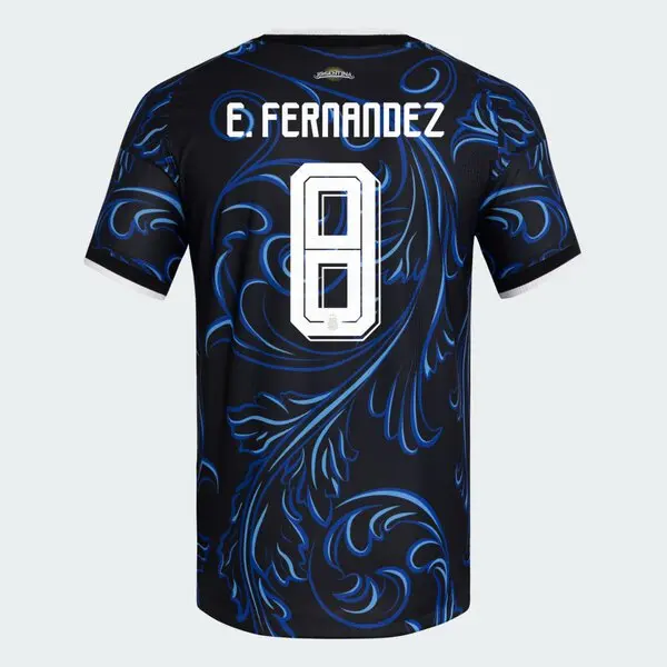 Adidas Argentina 26 Away Authentic Fernandez Jersey - Black / Lucid Blue / Blue Burst / Soccr-arq-sax