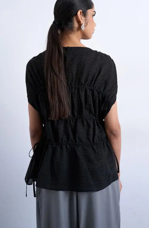 Topshop Channeled Side Tie Top - Black