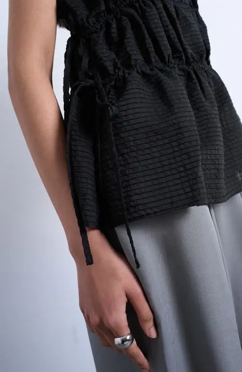 Topshop Channeled Side Tie Top - Black