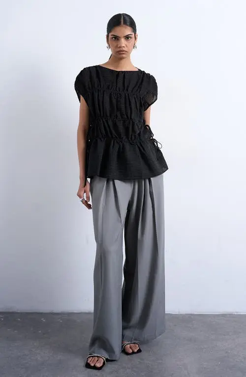 Topshop Channeled Side Tie Top - Black