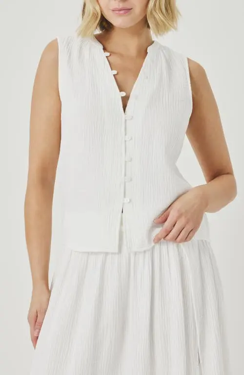 Splendid Ava Cotton Gauze Button-up Tank - White