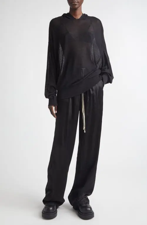 Rick Owens Hun Oversize Rib Cashmere Hoodie - Black