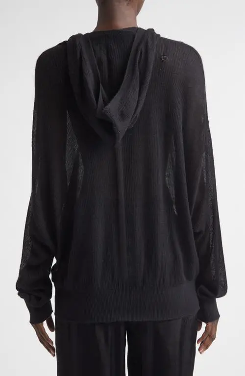 Rick Owens Hun Oversize Rib Cashmere Hoodie - Black