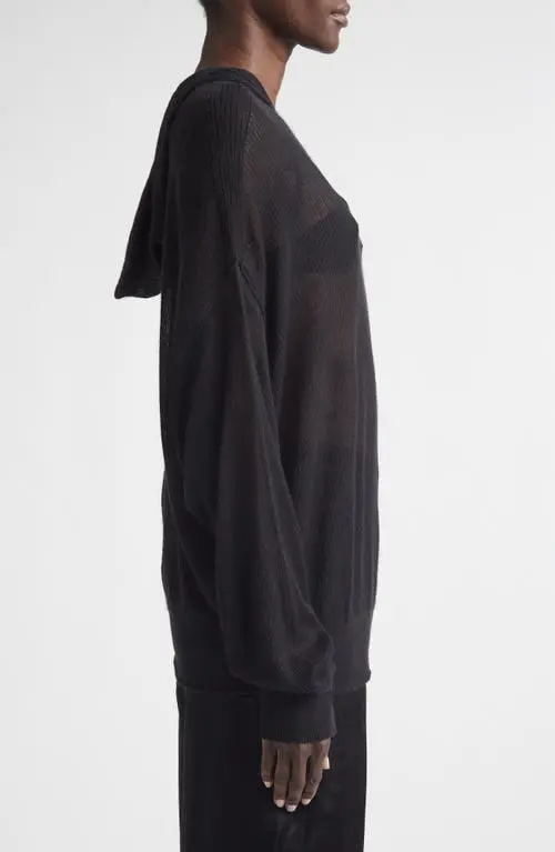 Rick Owens Hun Oversize Rib Cashmere Hoodie - Black