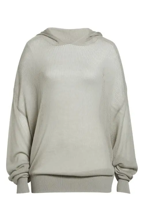 Rick Owens Hun Oversize Rib Cashmere Hoodie - Pearl