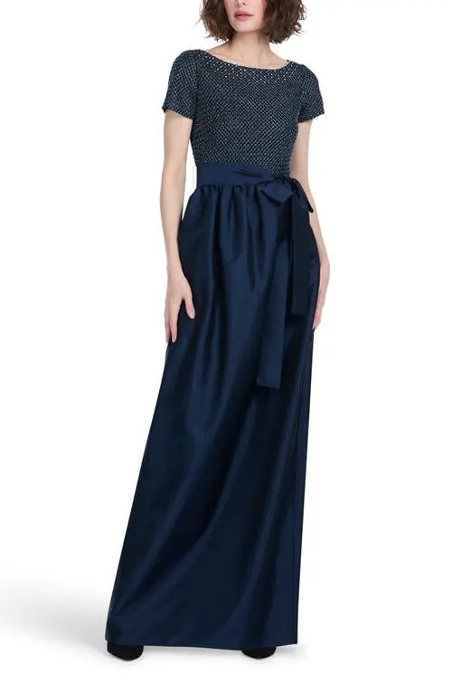 EMILY SHALANT Beaded Taffeta Gown