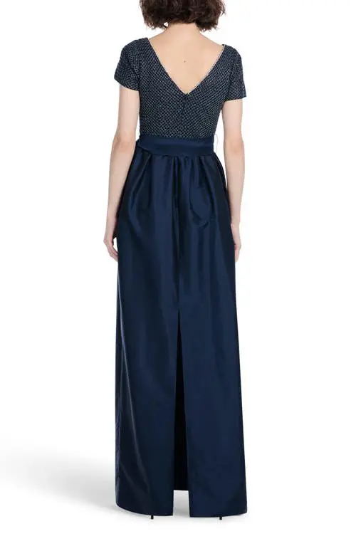 EMILY SHALANT Beaded Taffeta Gown