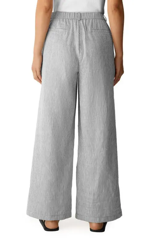 Eileen Fisher High Waist Linen Blend Wide Leg Pants - Wren
