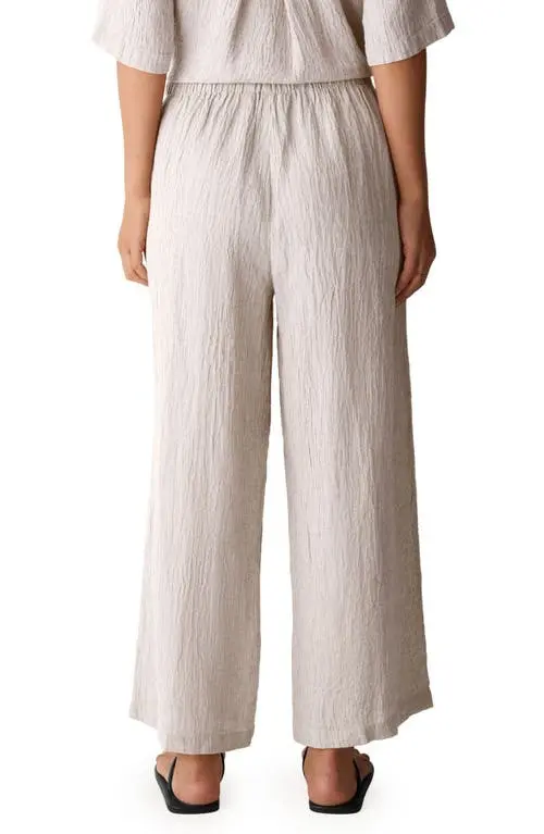 Eileen Fisher Organic Linen Drawstring Wide Leg Pants