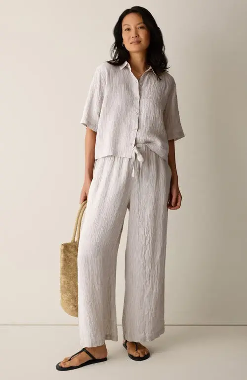 Eileen Fisher Organic Linen Drawstring Wide Leg Pants