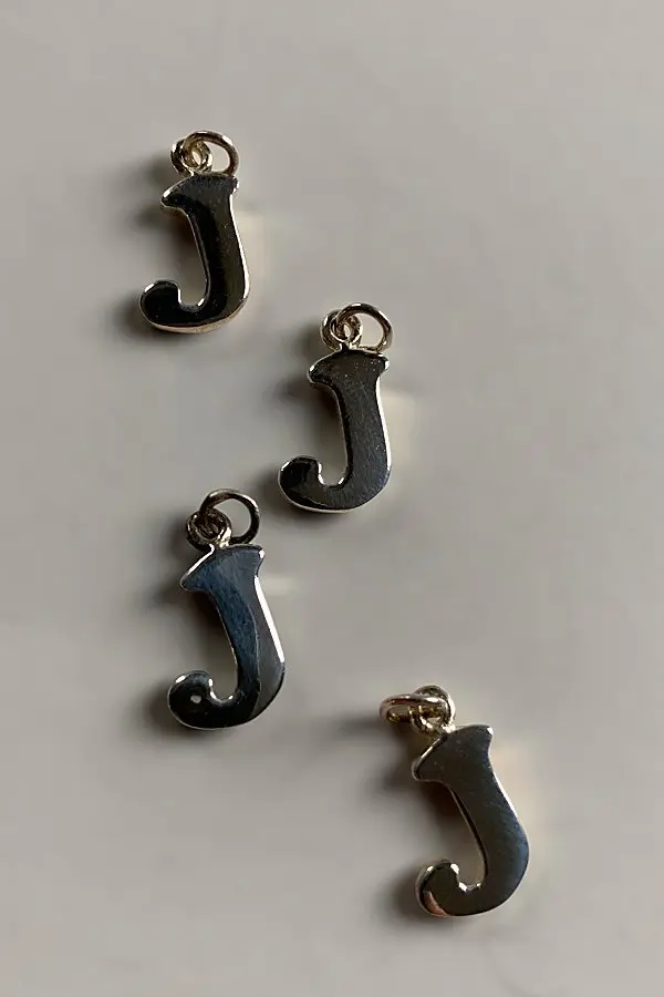 SHARPLILTEETH Vintage Sterling Letter J Charm - Silver