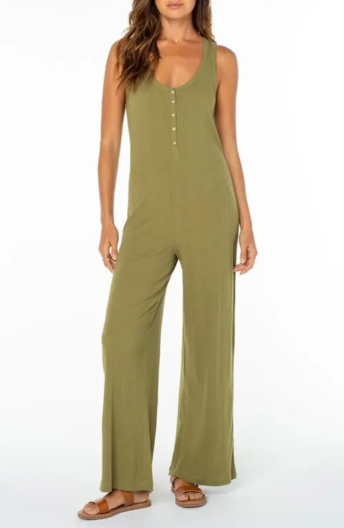 Roxy Running Tide Sleeveless Wide Leg Jumpsuit - Oliv Brnch
