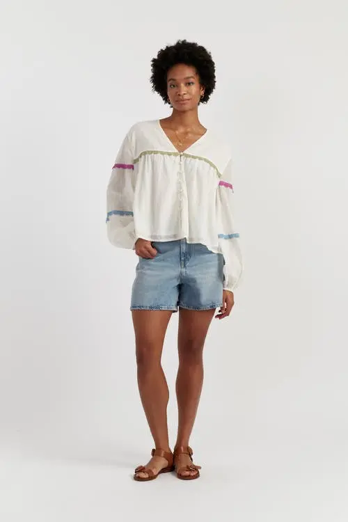 Chinti & Parker Cotton Scallop Blouse - Cream