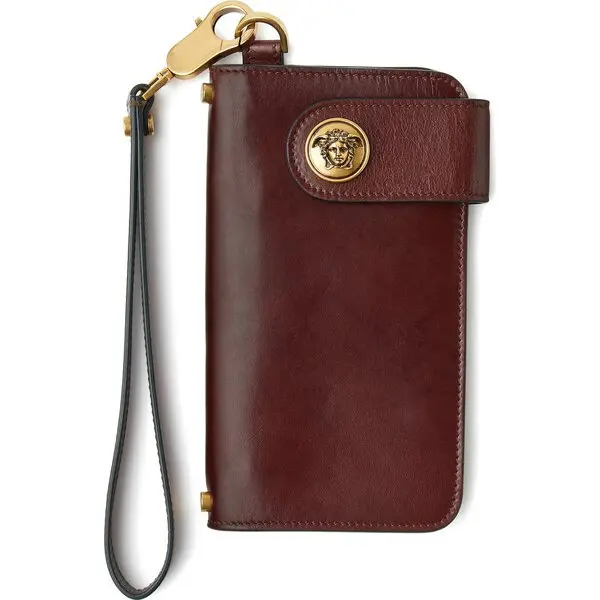 Versace Emblème Long Leather Wallet - Rosewood-gold 82