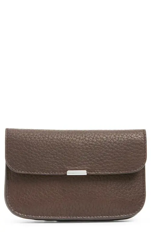 LEMAIRE Soft Tab Leather Card Holder - Dark Chocolate