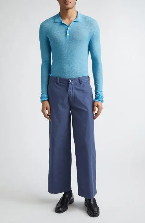 ERL Gender Inclusive Overdyed Heathered Wool Rib Polo