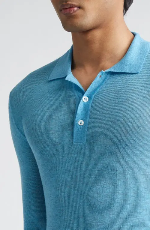 ERL Gender Inclusive Overdyed Heathered Wool Rib Polo