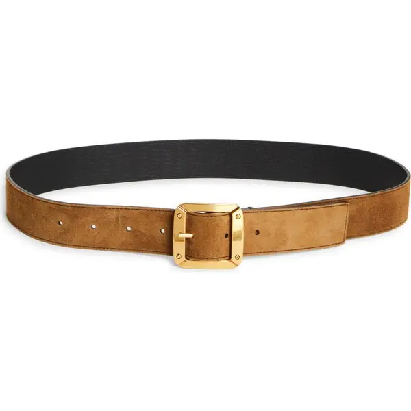 Acne Studios Reversible Suede And Leather Belt - Cognac Brown/black