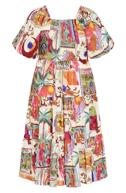 City Chic Simona Print Fit & Flare Midi Dress