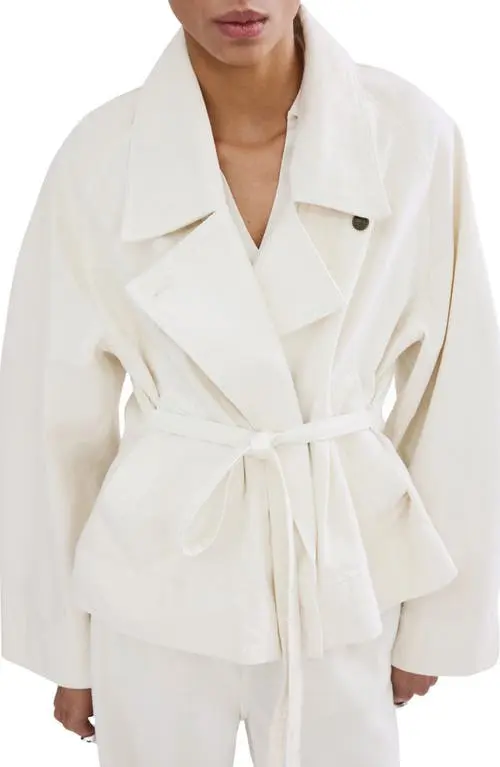 Mango Belted Denim Trench Coat - Off White
