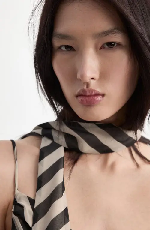 Mango Striped Slipdress With Scarf