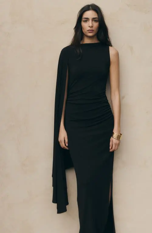 Mango Asymmetric Cape Dress