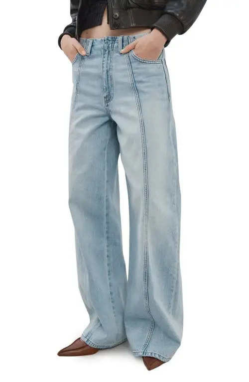 Mango Seamed Balloon Jeans - Medium Blue