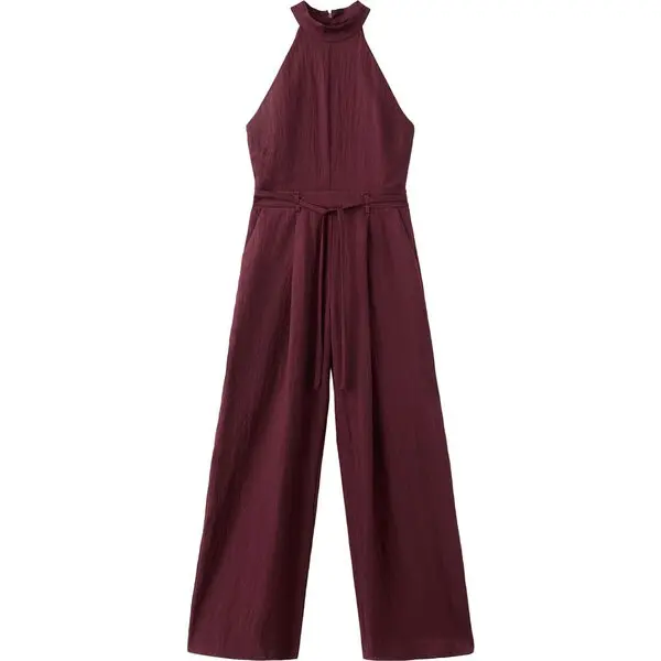 Mango Sleeveless Wide Leg Jumpsuit - Wine