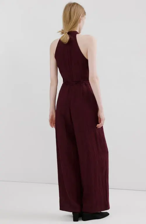 Mango Sleeveless Wide Leg Jumpsuit - Wine