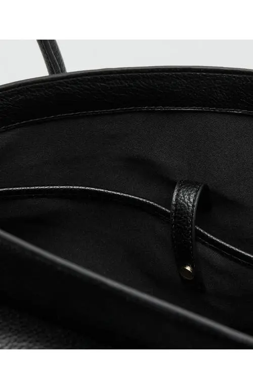 Mango Medium City Faux Leather Satchel - Black