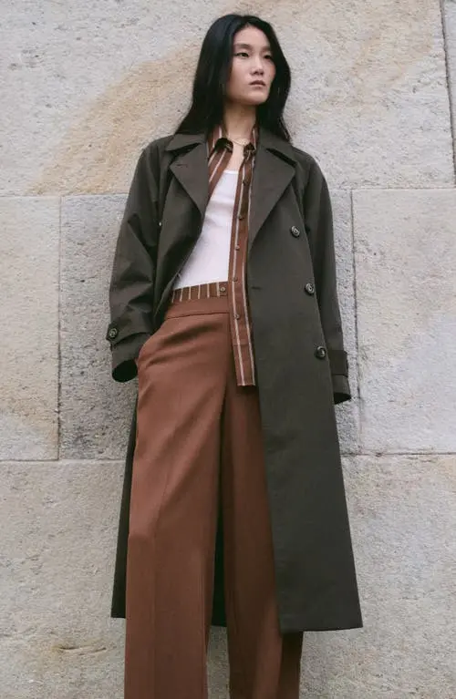 Mango Wide Leg Pants - Brown