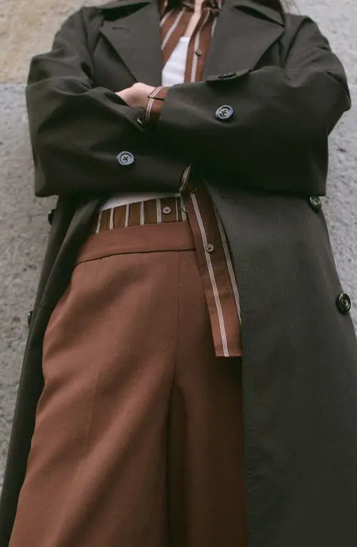 Mango Wide Leg Pants - Brown