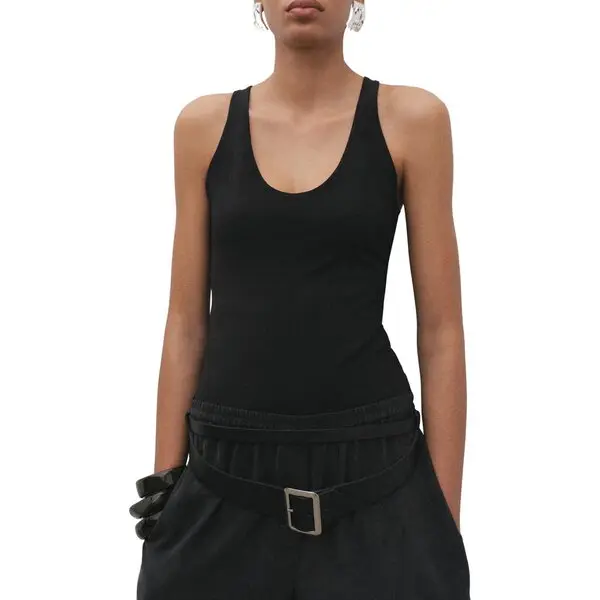 Mango Open Back Fitted Bodysuit - Black