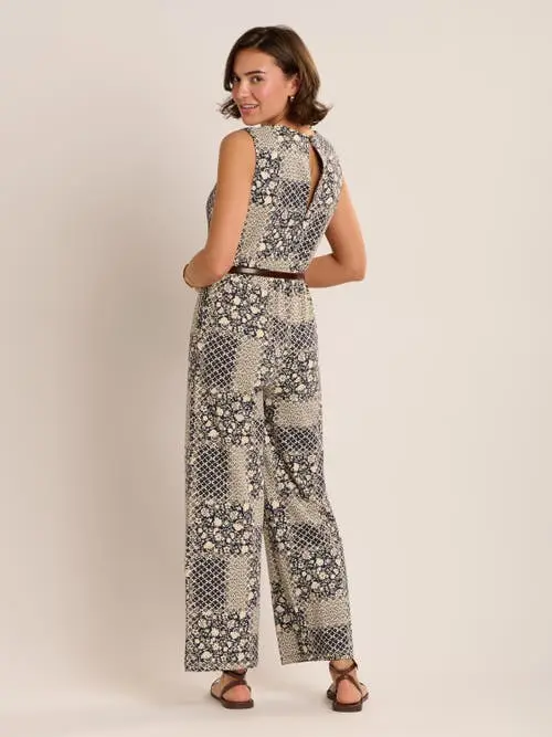 BRAKEBURN Printed Slub Cotton Jersey Jumpsuit