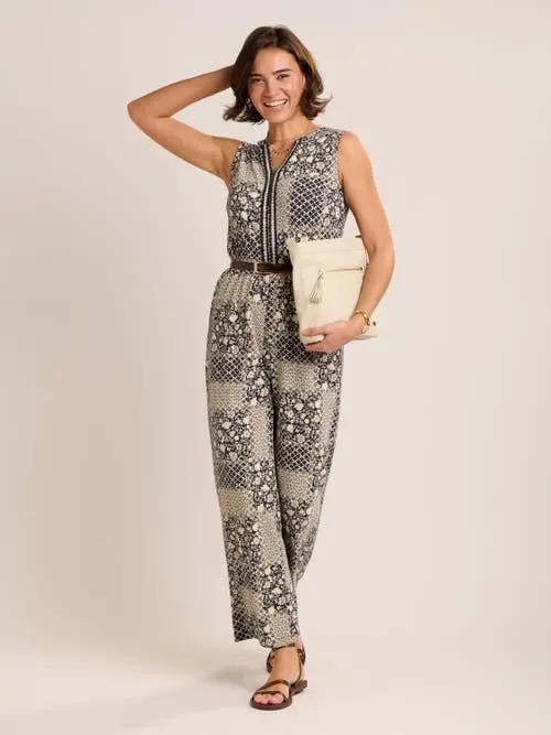 BRAKEBURN Printed Slub Cotton Jersey Jumpsuit