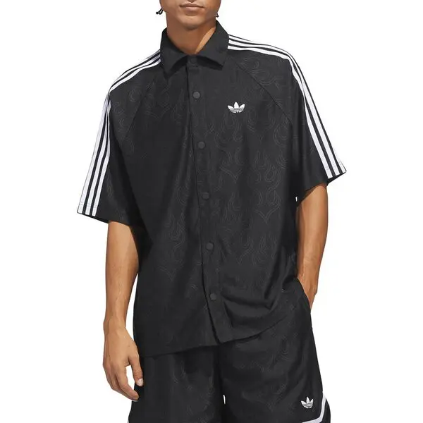Adidas Basketball Flame Short Sleeve Snap-up Shirt